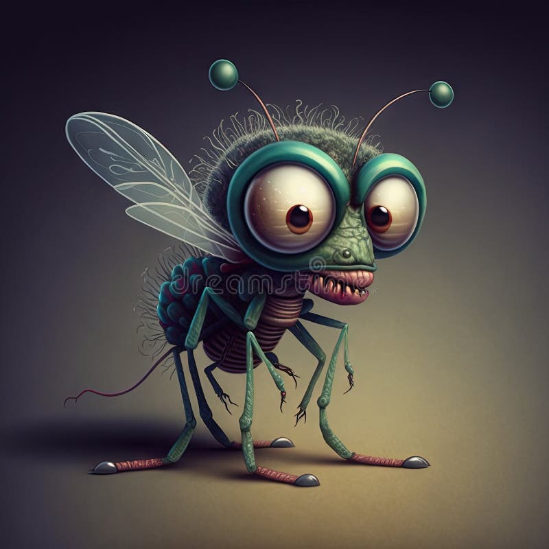 Tiny Insect Monster. Abstract Flying Creature or Funny Bug with Cute ...