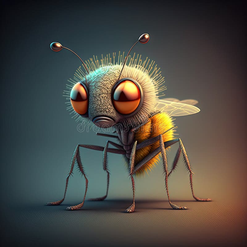 Tiny Insect Monster. Abstract Flying Creature or Funny Bug with Cute ...