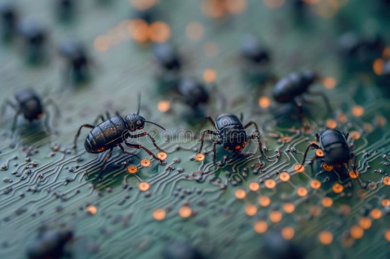Tiny Insects Navigating a Circuit Board Filled with Electrical ...