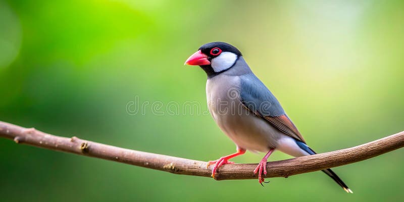 A Tiny Java Sparrow Perched on a Tree Branch AI-Created Content Stock ...
