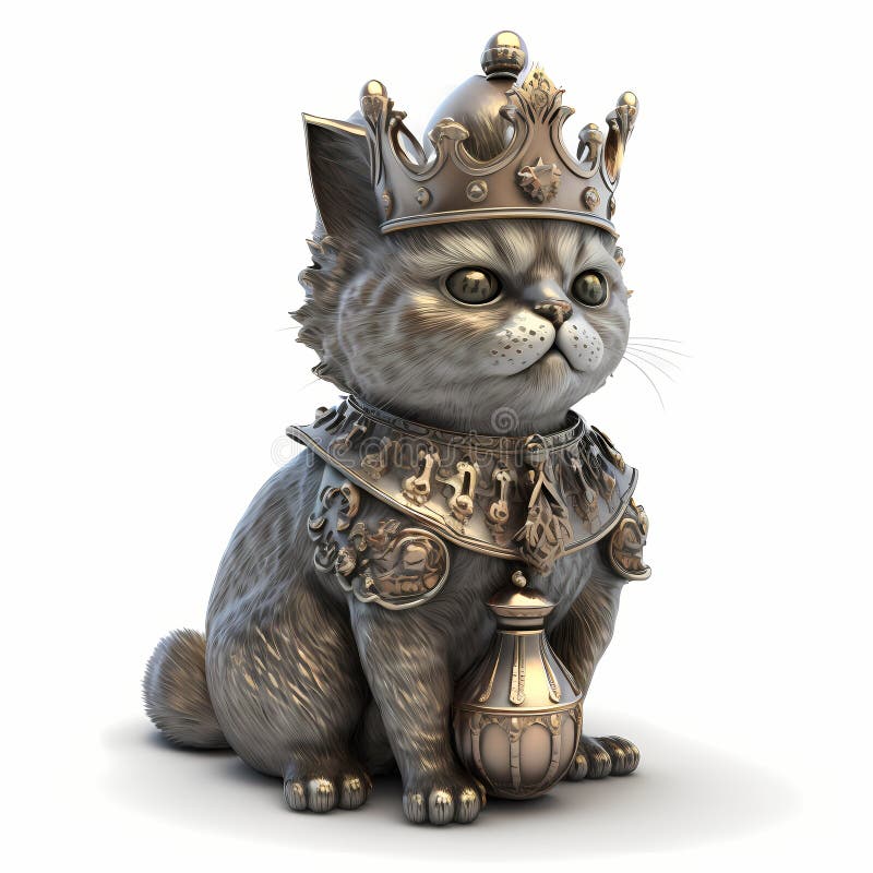 Tiny King Monster Cat. Generative AI Stock Illustration - Illustration ...