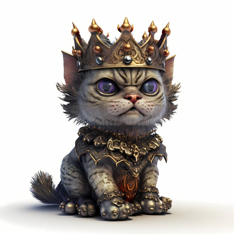 Tiny King Monster Cat. Generative AI Stock Illustration - Illustration ...
