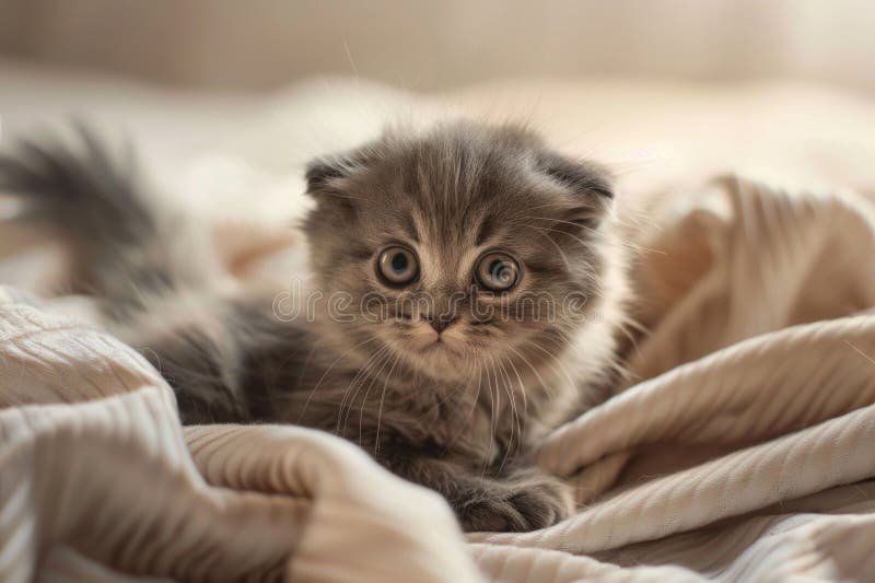 A Tiny Kitten with an Irresistibly Cute Face Stock Illustration ...