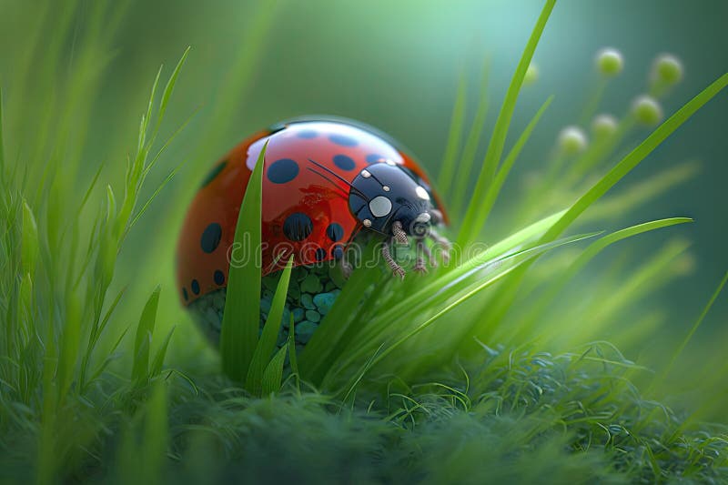 Tiny ladybug in the grass stock illustration. Illustration of insects ...