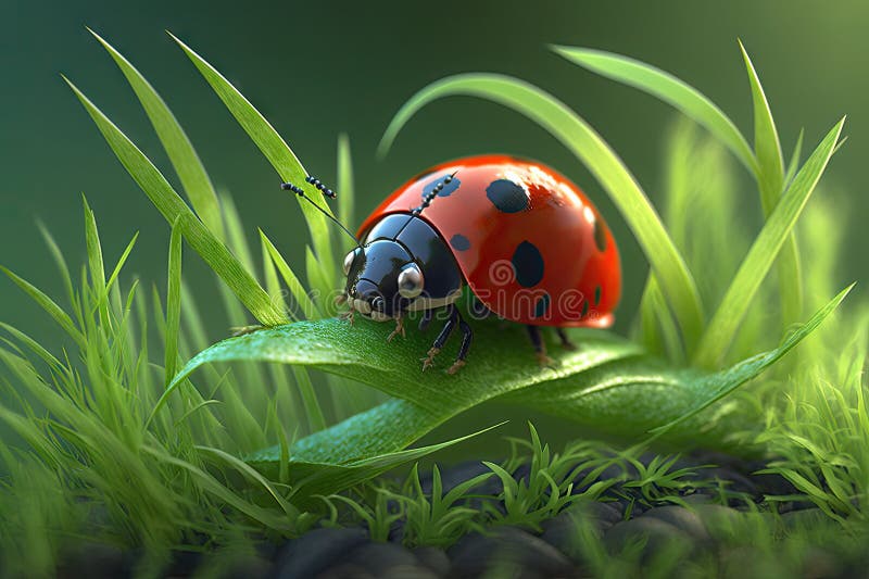 Tiny ladybug in the grass stock illustration. Illustration of insect ...
