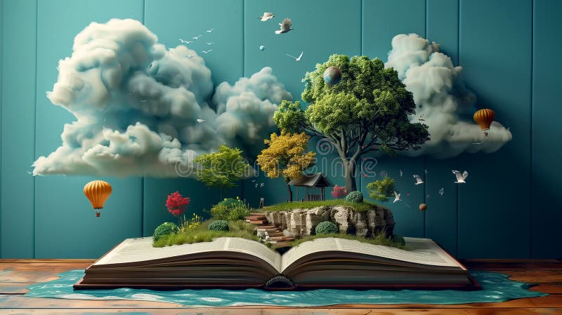 Open book landscape stock illustration. Illustration of book - 327485420