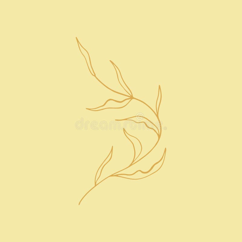 Tiny Linear Leaf Logo or Label Template. Single Sketch Stock Vector ...