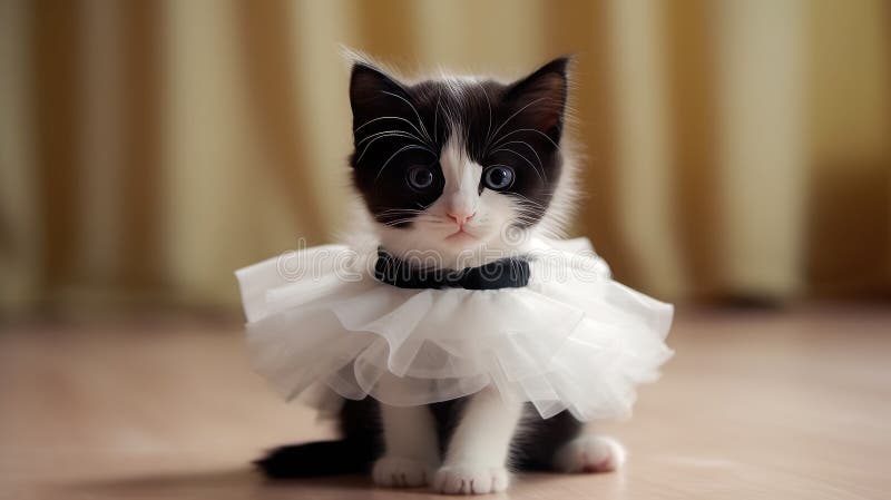 Tiny Little Baby Cat in a Dress Dancer , Cute Cat Ballet Dancing. Stock ...