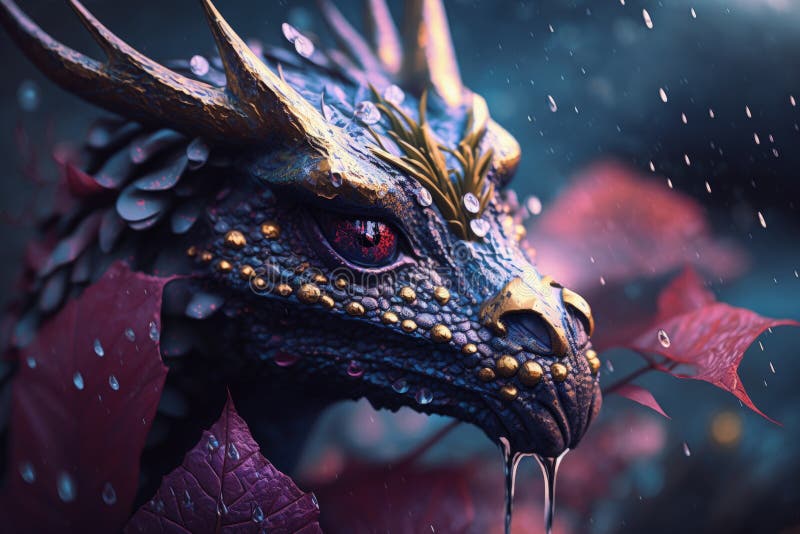 Close-up of a Tiny Lizard-Dragon Imaginary Creature in a Magic Forest ...