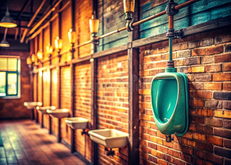 A Tiny Loft Bathroom Beautifully Decorated with a Unique Urinal Wall ...