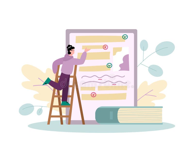 Tiny Man Editing Electronic Document, Cartoon Vector Illustration ...