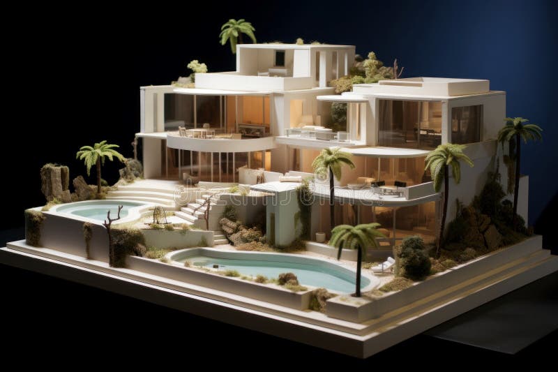 Tiny Miniature Model Villa Street. Generate Ai Stock Photo - Image of ...