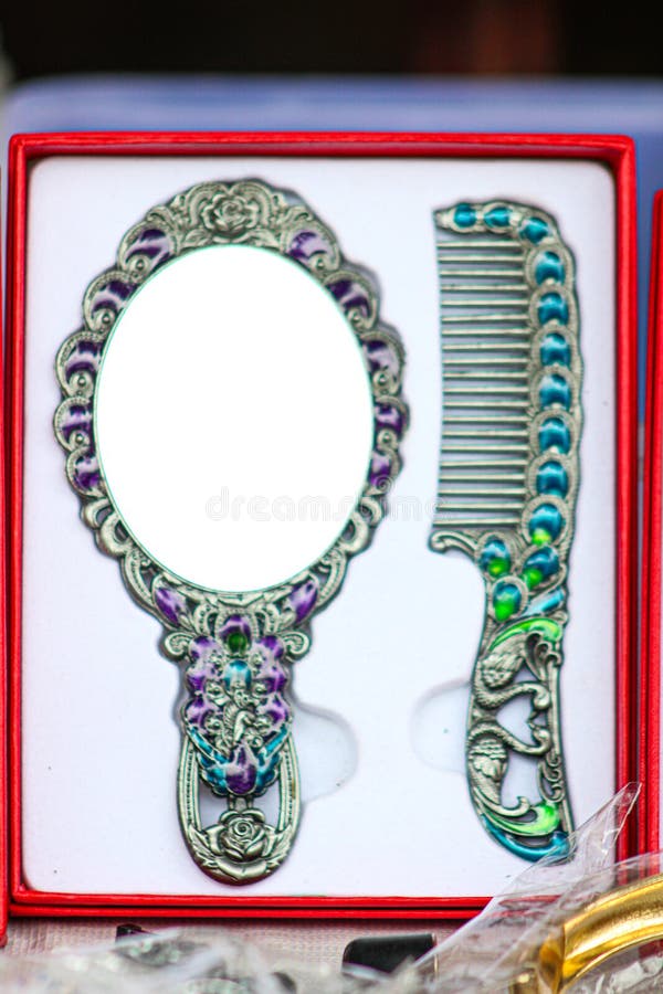 A Tiny Mirror and Comb Decorative Look Magical Stock Image - Image of ...