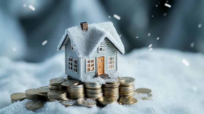 Tiny Model House on Stacks of Coins a Visual Narrative of Home Ownership and Financial Borrowing ...