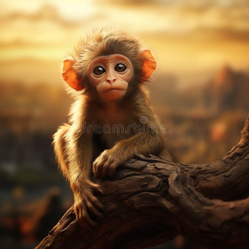 Tiny Monkey Made with Generative AI Illustration Stock Illustration ...