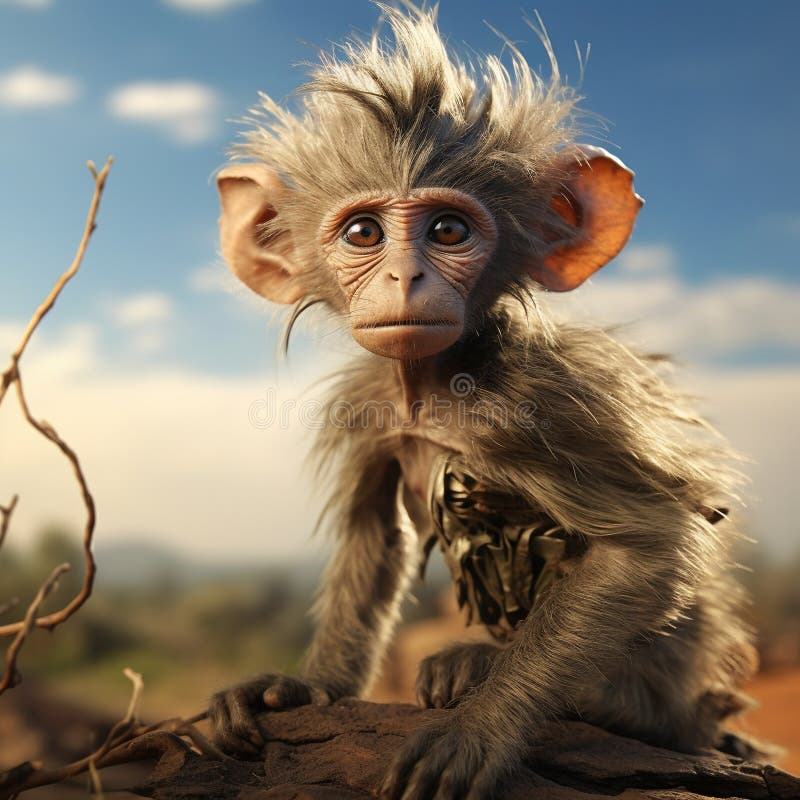 Tiny Monkey Made with Generative AI Illustration Stock Illustration ...