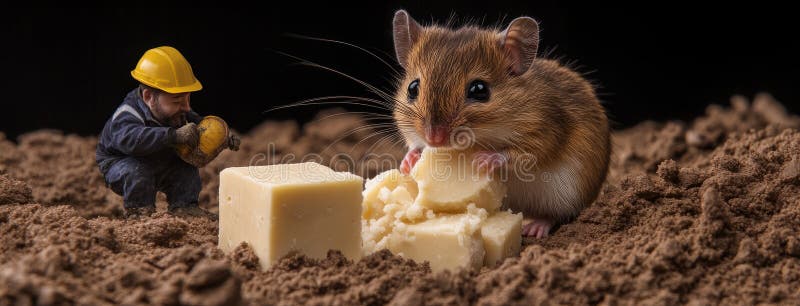 A Tiny Mouse Assists Construction Workers in Creating Cheese Blocks ...