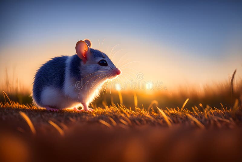 A Tiny Mouse Blends into the Lush Landscape of a Field, Illuminated by ...