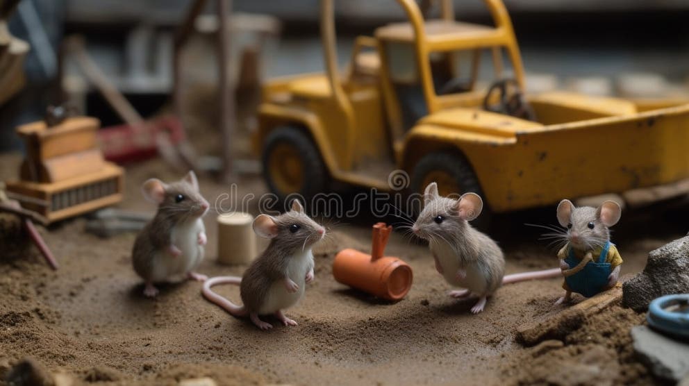 Tiny Mouse Construction Site, Generative AI Stock Illustration ...