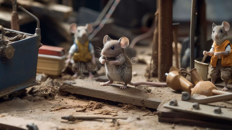 Tiny Mouse Construction Site, Generative AI Stock Illustration ...