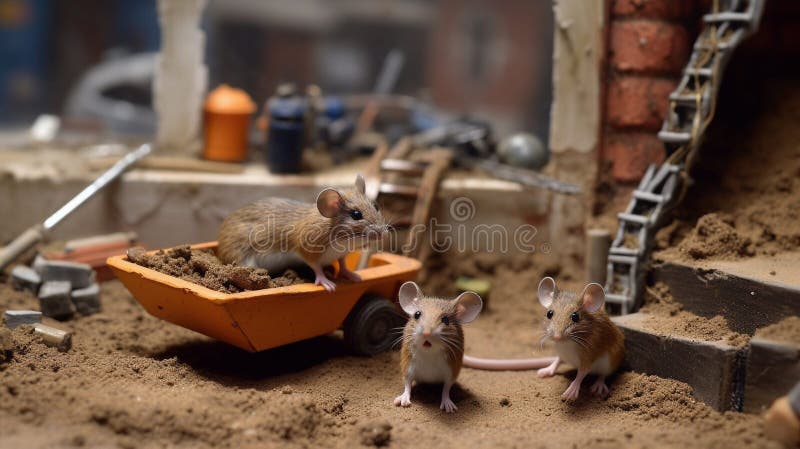 Tiny Mouse Construction Site, Generative AI Stock Illustration ...
