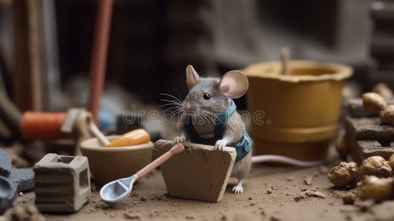 Tiny Mouse Construction Site, Generative AI Stock Illustration ...