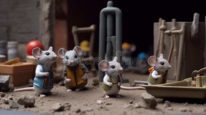 Tiny Mouse Construction Site, Generative AI Stock Illustration ...