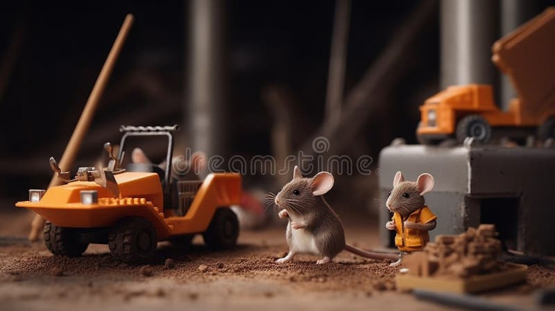 Tiny Mouse Construction Site, Generative AI Stock Illustration ...