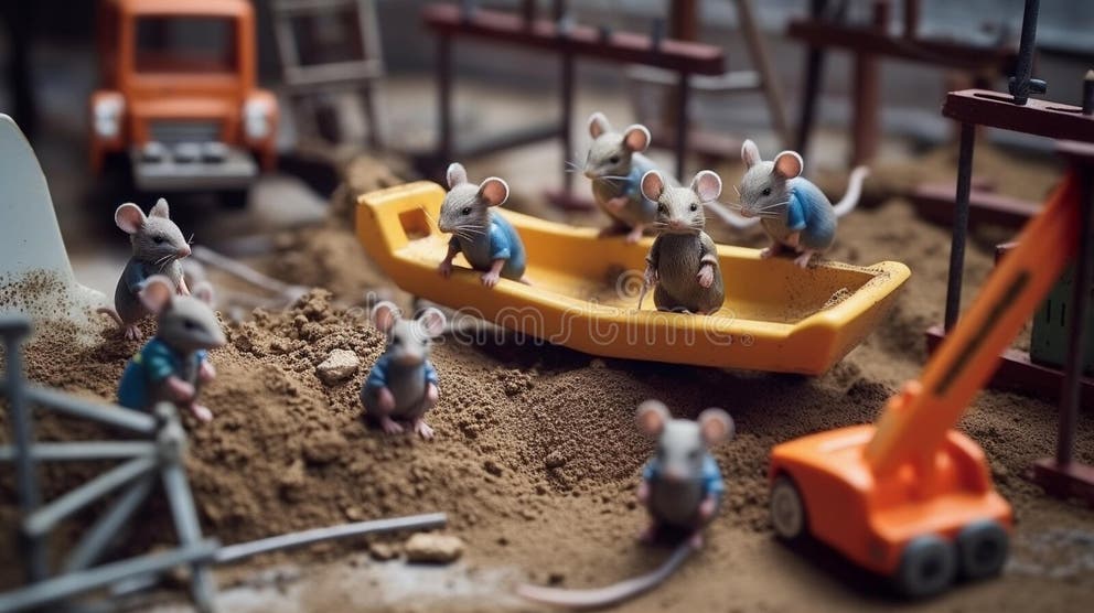 Tiny Mouse Construction Site, Generative AI Stock Illustration ...