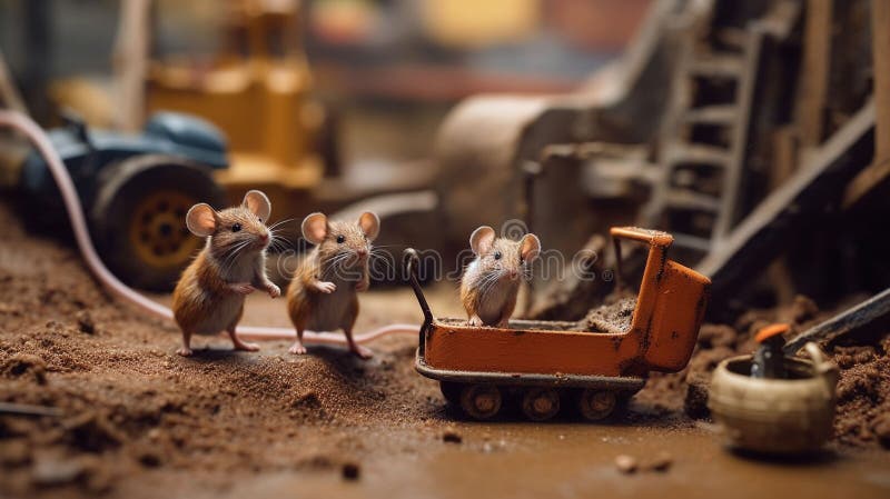 Tiny Mouse Construction Site, Generative AI Stock Illustration ...