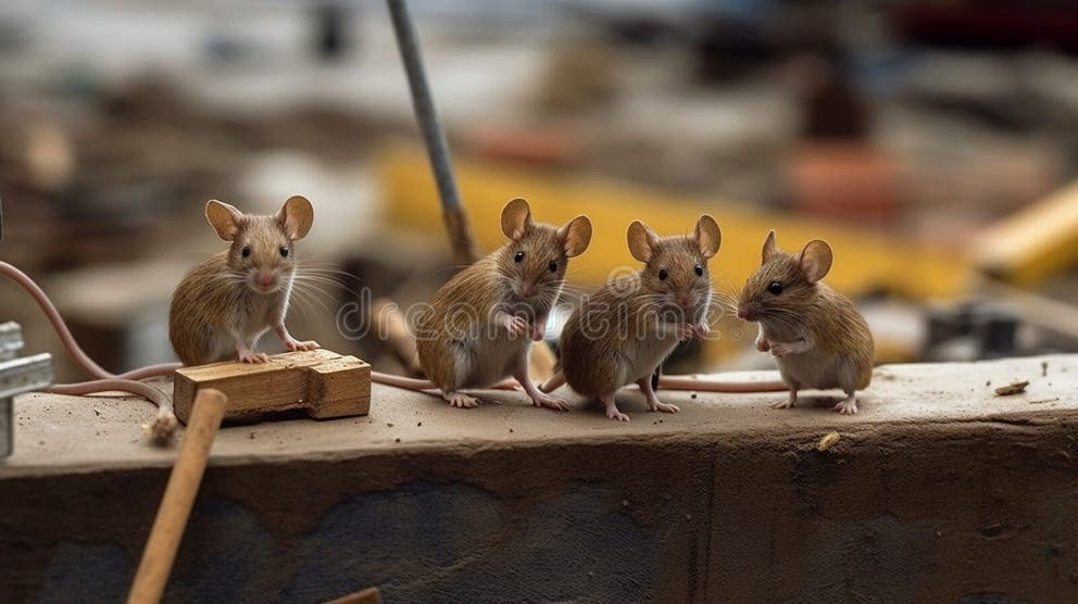 Tiny Mouse Construction Site, Generative AI Stock Illustration ...