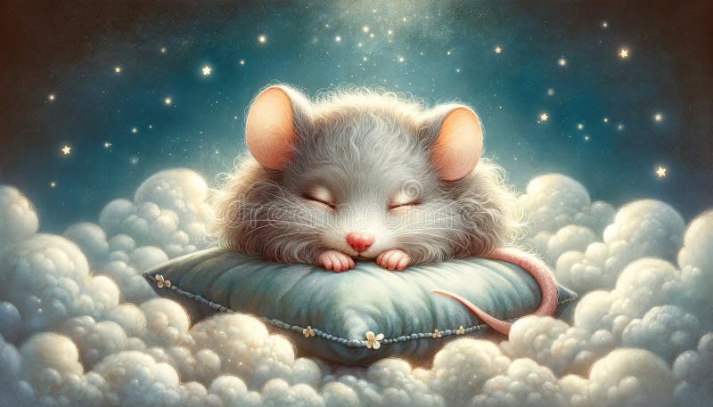 A Tiny Mouse Dreams Amidst the Clouds. Generative AI Stock Image ...