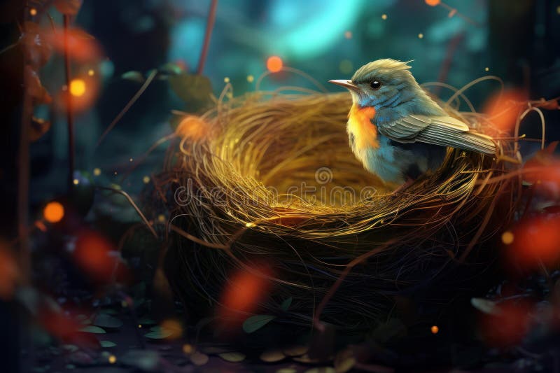 Tiny Nest Bird Single Egg. Generate Ai Stock Illustration ...