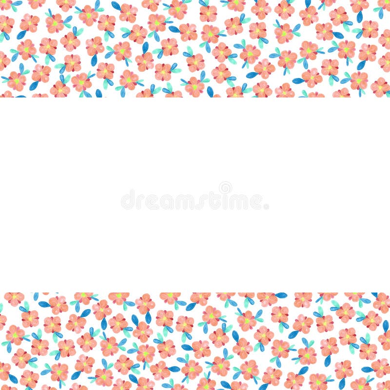 Tiny Orange Flowers Rectangle Frame. Stock Illustration - Illustration ...
