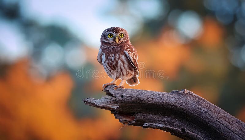 Tiny Owl. a Cute Little Pygmy Owl Perched High on the Tip of a Tree ...