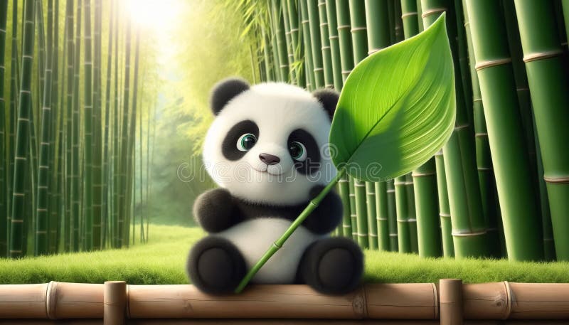 Tiny Panda in a Bamboo Forest. Fantasy Concept Stock Illustration ...