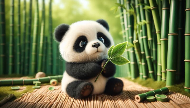 Tiny Panda in a Bamboo Forest. Fantasy Concept Stock Illustration ...