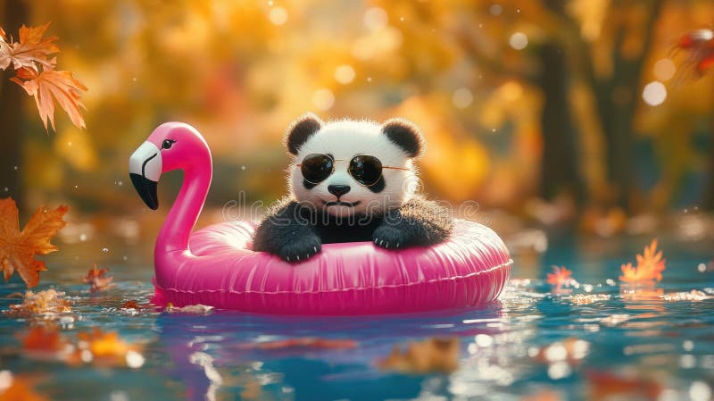 A Tiny Panda Looking Effortlessly Cool in Aviator Sunglasses Enjoys a ...