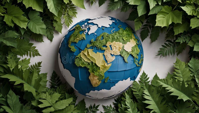 Tiny Paper Earth Sitting in the Center of an Empty White Table ...