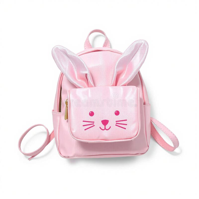 A Tiny Pastel Backpack with Bunny Ears and a Smiling Face on the Flap ...
