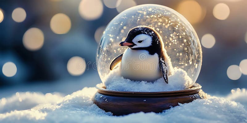 Tiny Penguin Curled Up Inside a Magical Snowflake Background for Cozy ...
