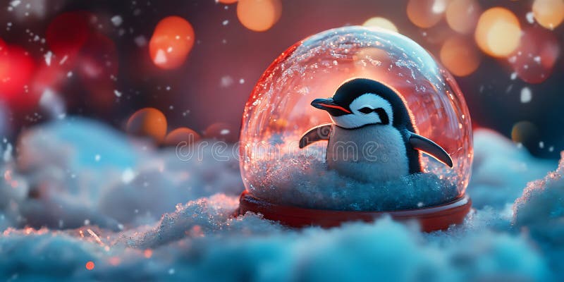Tiny Penguin Curled Up Inside a Magical Snowflake Background for Cozy ...