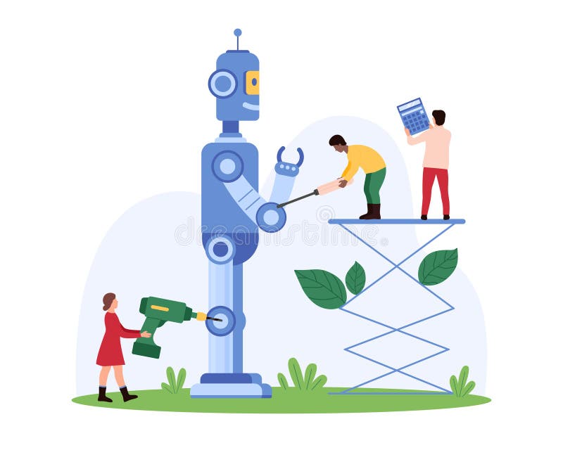 Robot Construction Concept stock vector. Illustration of vision - 358216414