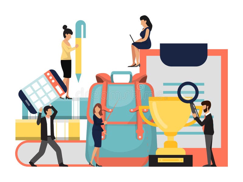 Tiny People Characters Knowledge Learning Educated Concept of School ...