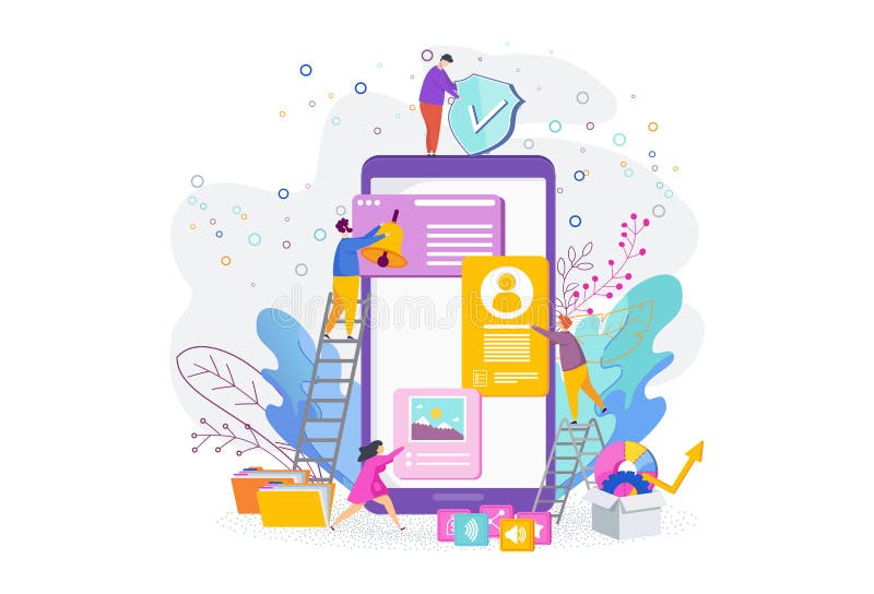 Tiny People are Designing a Mobile Website. Stock Vector - Illustration ... Tiny People are Designing a Mobile Website. Stock Vector - Illustration ...
