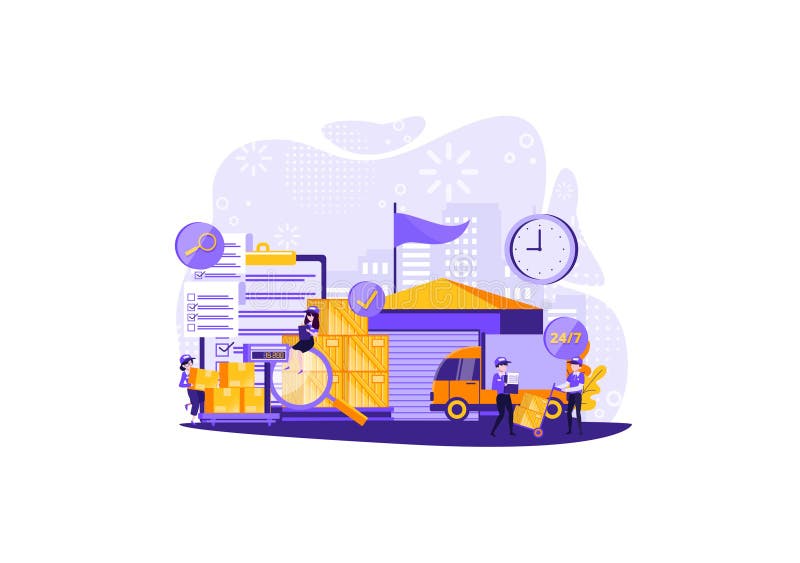 Tiny People Illustration Checking Boxes Concept Landing Page. Stock ...