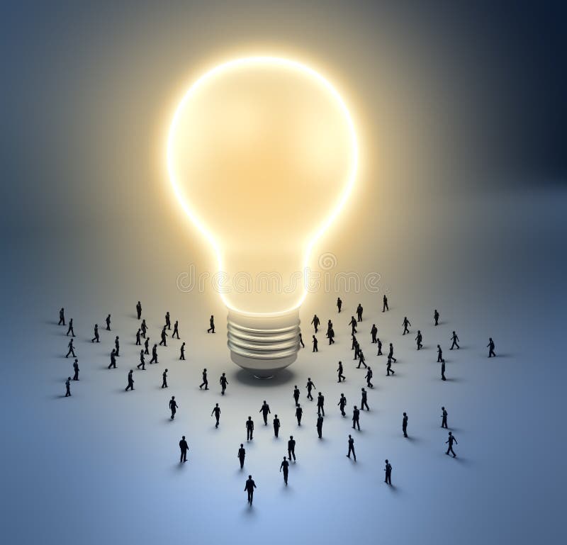 Tiny people - light bulb stock illustration. Illustration of person ...