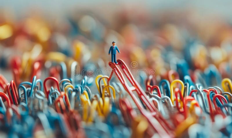 Tiny People Playing with Giant Paper Clips, Using Them As Slides in a ...