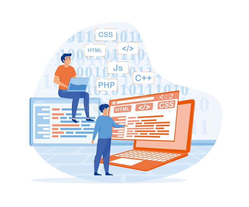 Programmer Working Modern Flat Concept For Web Banner Design Stock Illustration Illustration