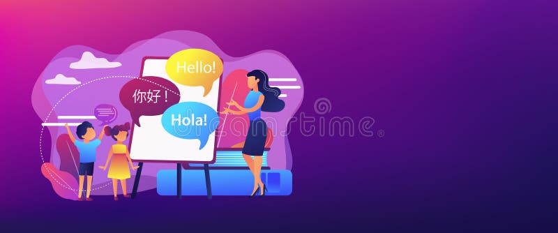 Language Learning Camp Concept Banner Header. Stock Vector ...